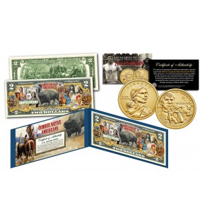 FAMOUS NATIVE AMERICANS Buffalo Bison Official U.S. $2 Bill with Jim ...