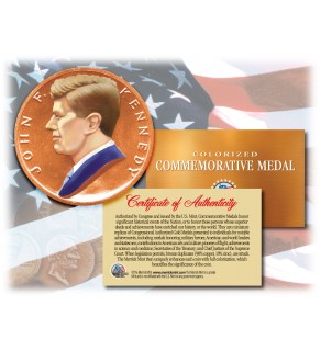 Colorized JOHN F. KENNEDY - Commemorative Medal - U.S. Inaugural Bronze ...