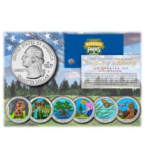 2020 2021 America The Beautiful COLORIZED Quarters U.S. Parks 6-Coin ...