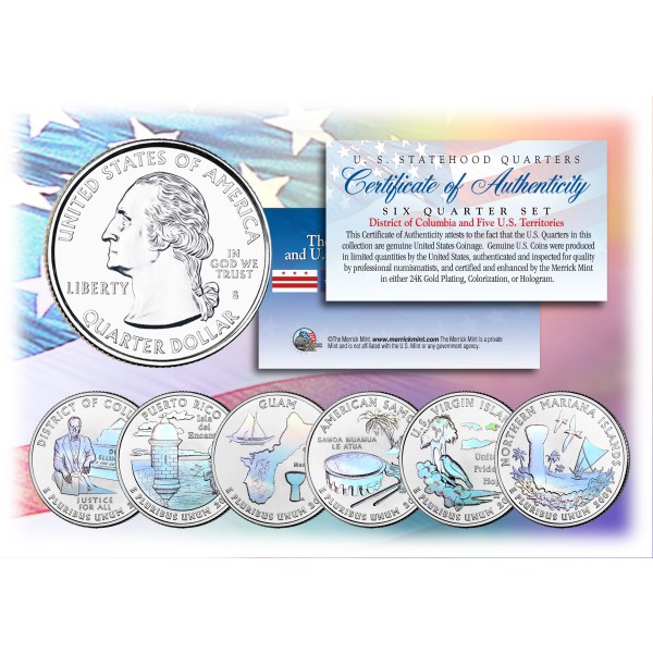 2009 DC & US TERRITORIES Quarters HOLOGRAM - 6-Coin Complete Set - with ...