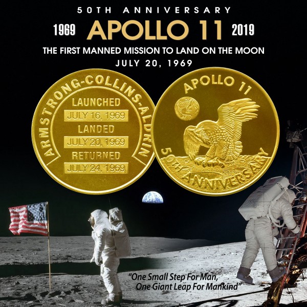 Apollo 11 50th Anniversary Commemorative Space Medallion Tribute 1.25 ...