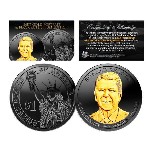 2016 RONALD REAGAN Presidential $1 Dollar U.S. Coin BLACK RUTHENIUM ...