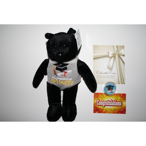 GRADUATION Plush Bear & Graduation JFK Kennedy Half Dollar Colorized US ...