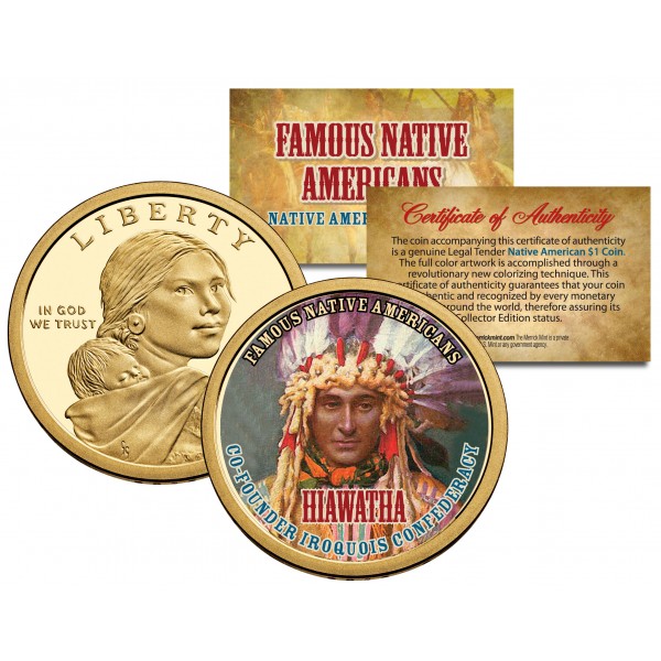 HIAWATHA - Famous Native Americans - Sacagawea Dollar Colorized US Coin ...