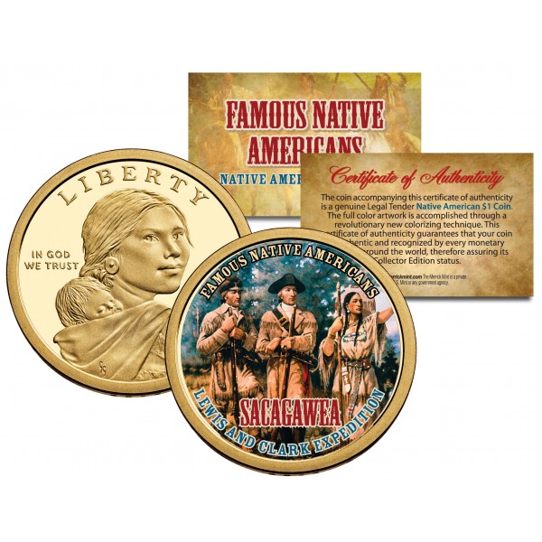 SACAGAWEA - Famous Native Americans - Sacagawea Dollar Colorized US ...