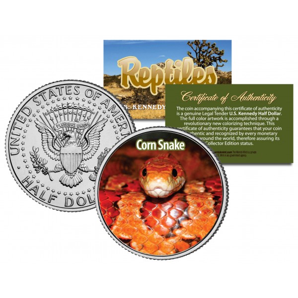 CORN SNAKE - Collectible Reptiles - JFK Kennedy Half Dollar Colorized U ...