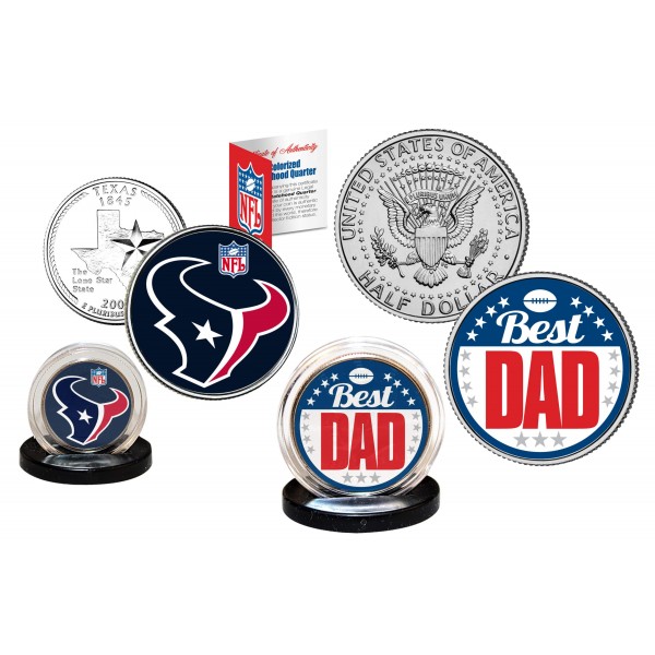 Best Dad - HOUSTON TEXANS 2-Coin Set U.S. Quarter & JFK Half Dollar ...