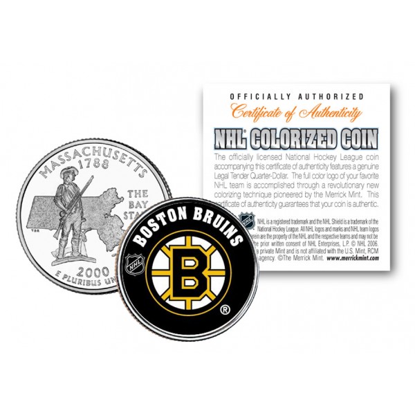 BOSTON BRUINS NHL Hockey Massachusetts Statehood Quarter U.S. Colorized ...