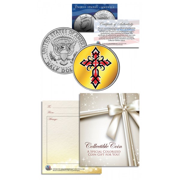 Religious Communion Baptism Cross - Keepsake Gift JFK Kennedy Half ...