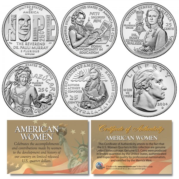 2024 American Women Quarters US Mint 5-Coin Complete Set in Capsules (D ...