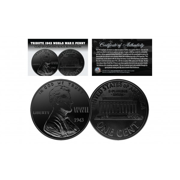 TRIBUTE 1943 World War II Steelie PENNY Coin Clad in Genuine Black ...